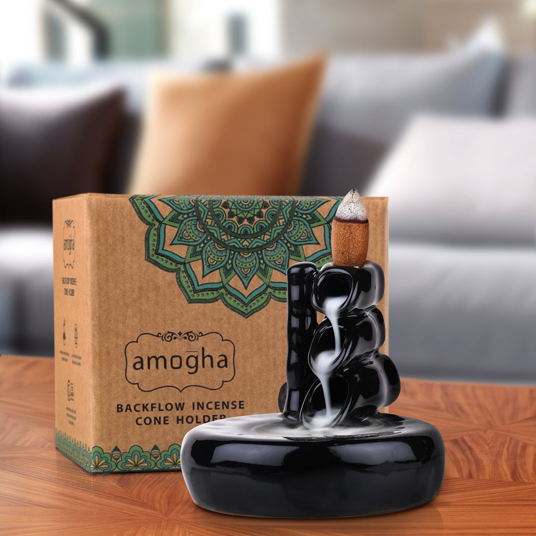 Amogha Backflow Incense Cone Holder with Cones | Bamboo Design – Cycle.in