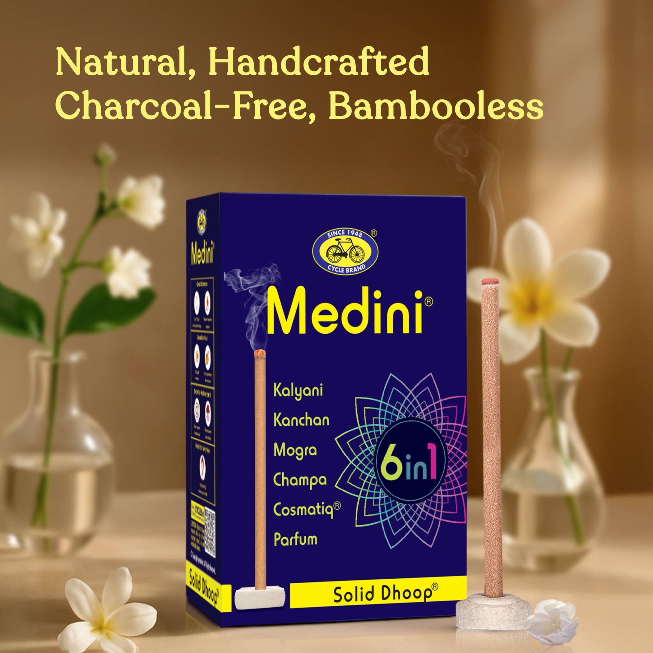 Medini 6 in 1 Premium Bambooless Solid Dhoop – Cycle.in