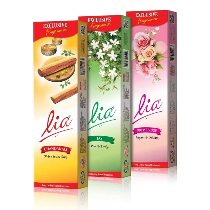 Lia Agarbatti Combo Pack of 3 - Jas, Prime Rose, Chandanam – Cycle.in