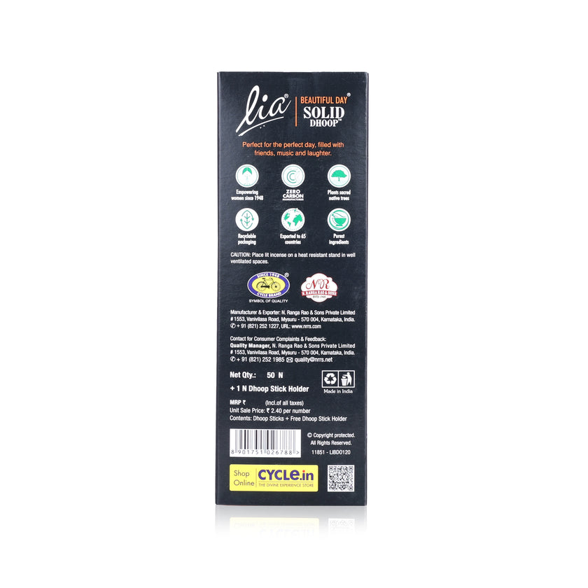 Lia Beautiful Day - Lia Solid Dhoop Sticks – Cycle.in