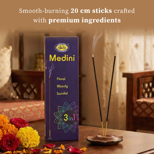 Medini Three in One Agarbatti Pack - Floral | Woody | Sandal Assorted ...