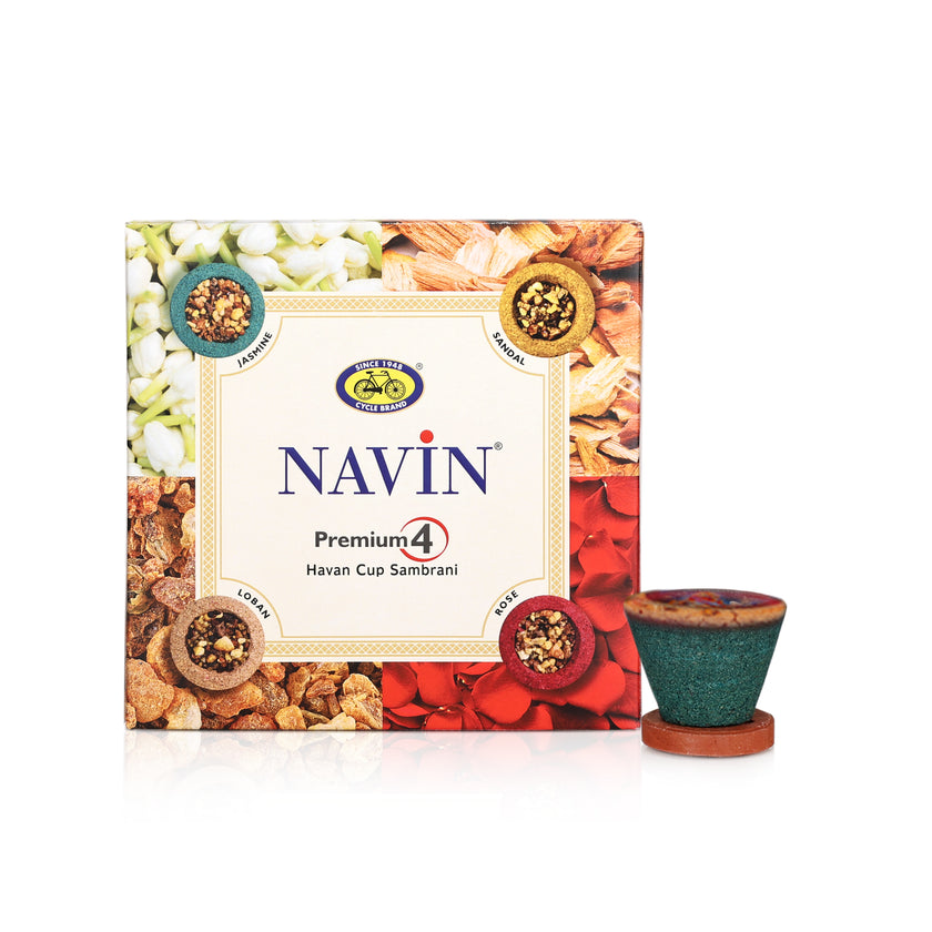Navin Premium 4 Cup Sambrani - Jasmine, Rose, Loban, Sandal – Cycle.in