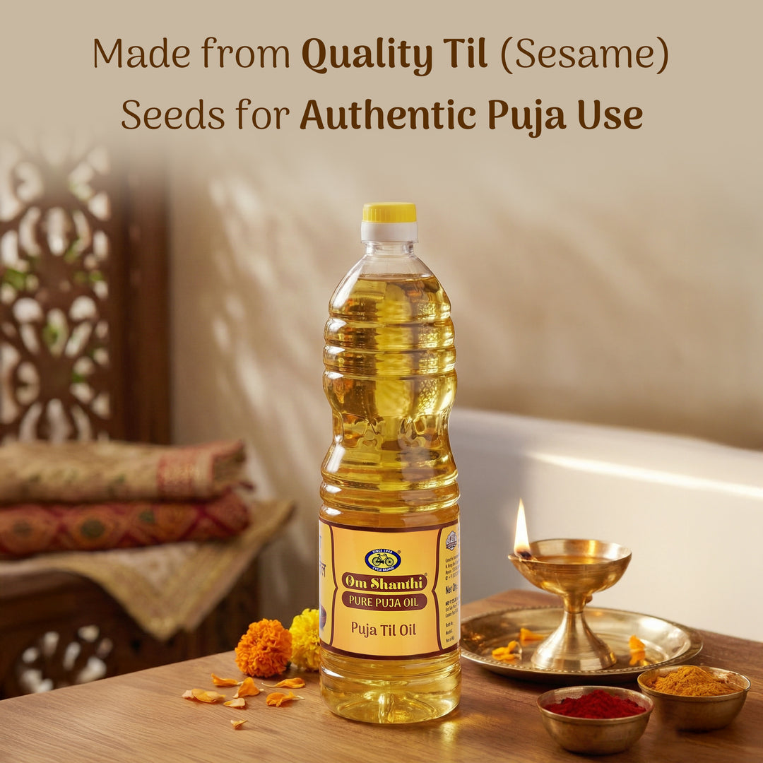 Om Shanthi Pure Puja Til Oil | Sesame Oil for Diyas & Rituals – Cycle.in